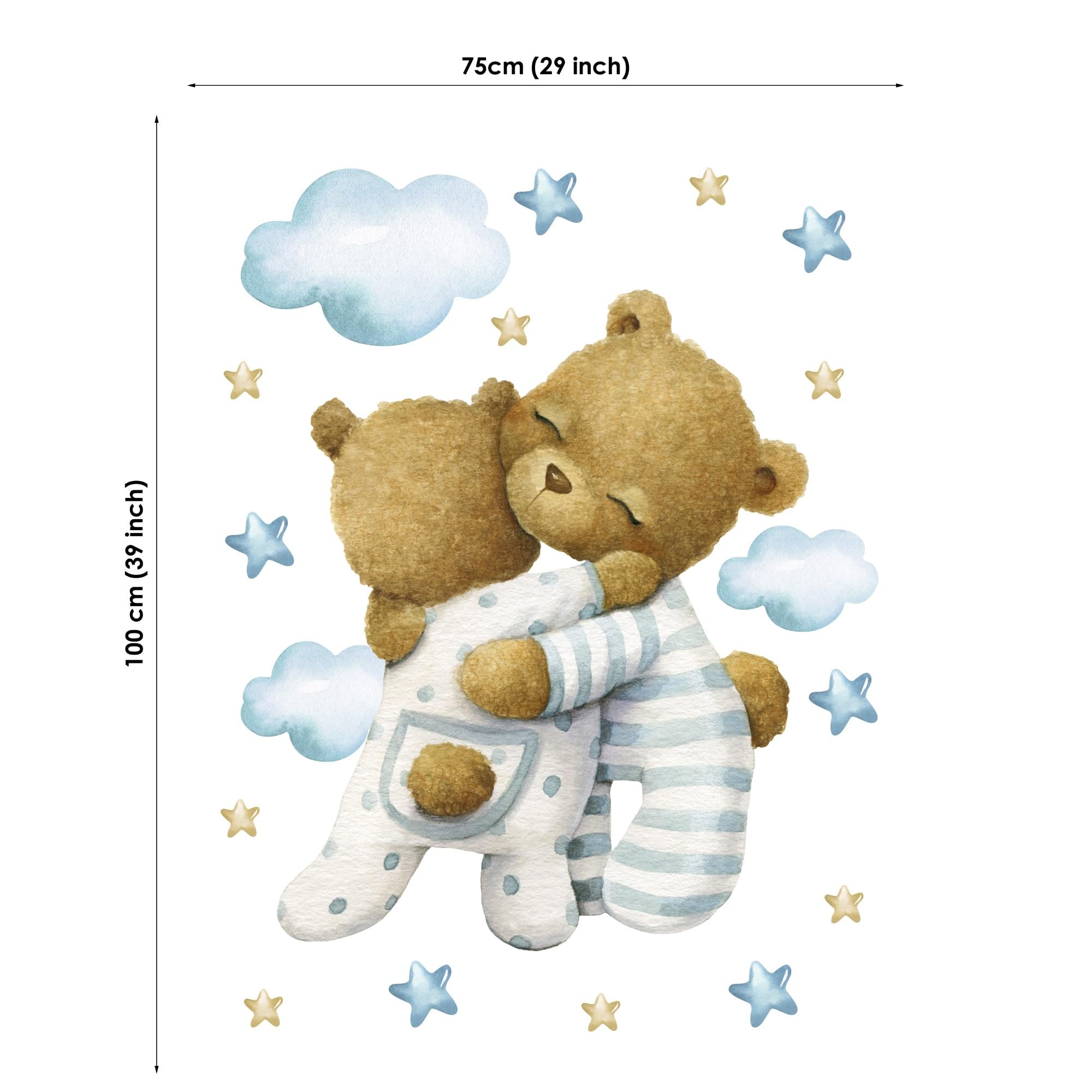 UNIQUE Cute Bear Fabric Panel 29x39 in, Quilting Panel, Baby Quilt Panel, Cotton Baby Panel, Blanket Panel, Cotton Sateen Fabric Panel for Quilting