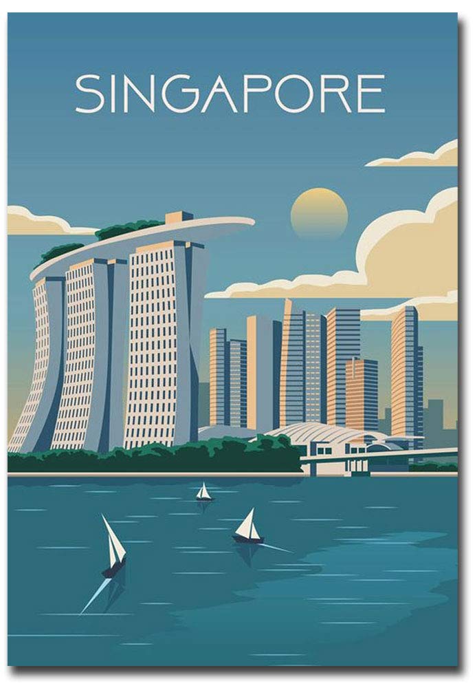 Singapore Travel Vintage Art Refrigerator Magnet Size 2.5" x 3.5"