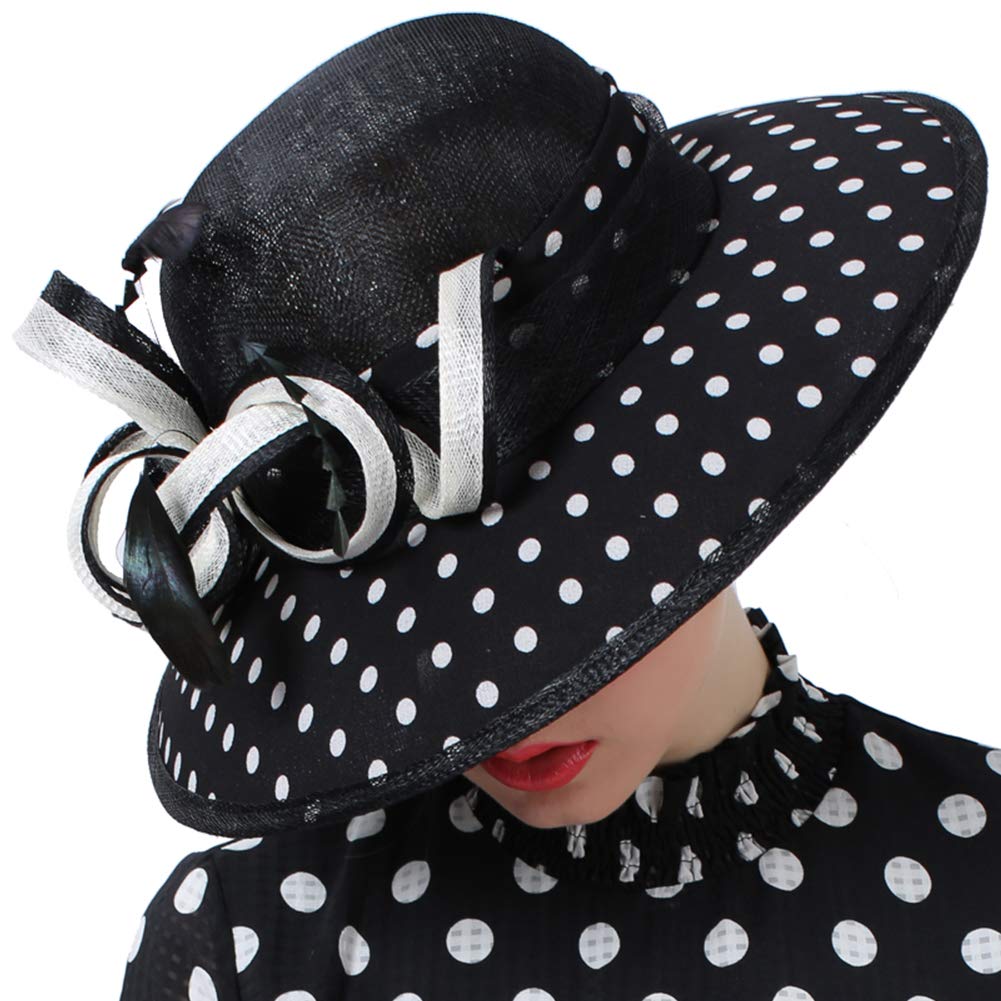 Koola's Sinamay Women's Hats Black white Point Color, Black 3, Size One_Size