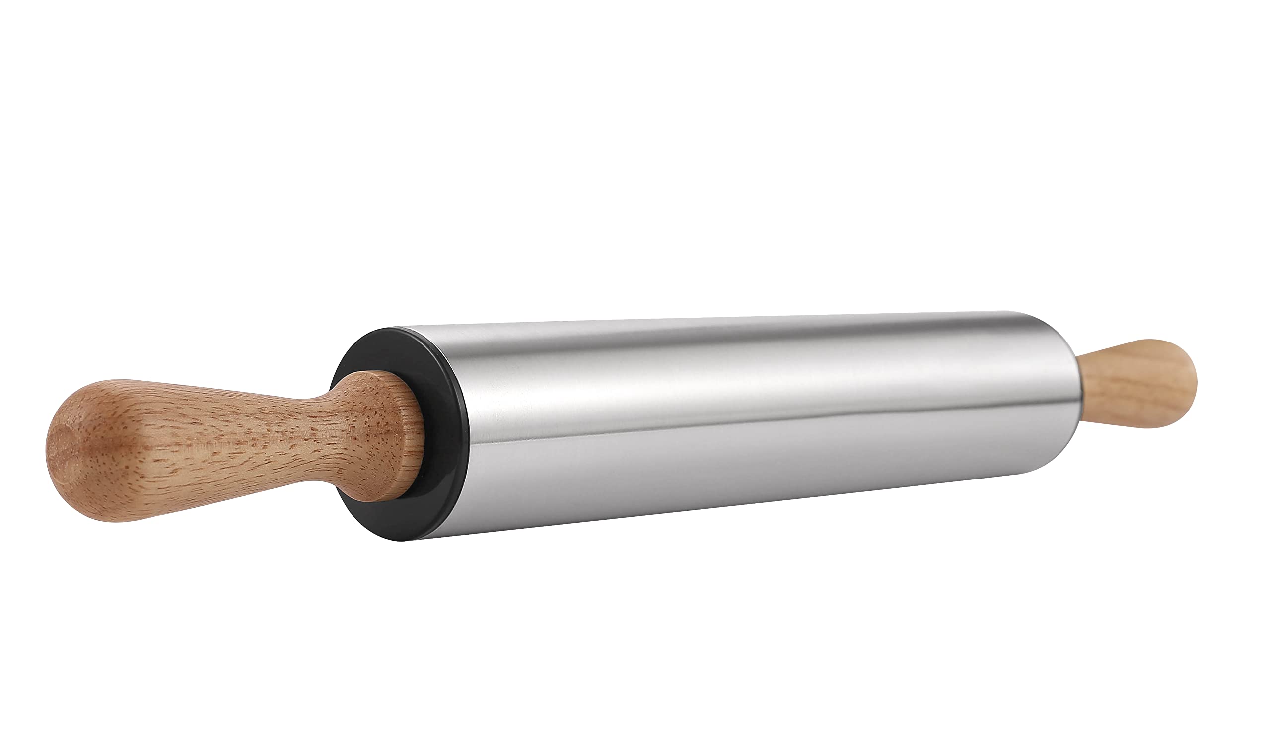 Rolling Pin with Wooden handle,9.6inch Stainless Steel Roller, rolling pins for baking,Which can be used to make Pizza, Pie Crust, Cookies, Pastry,sugar,Pasta and other dough.By Amber&Sean