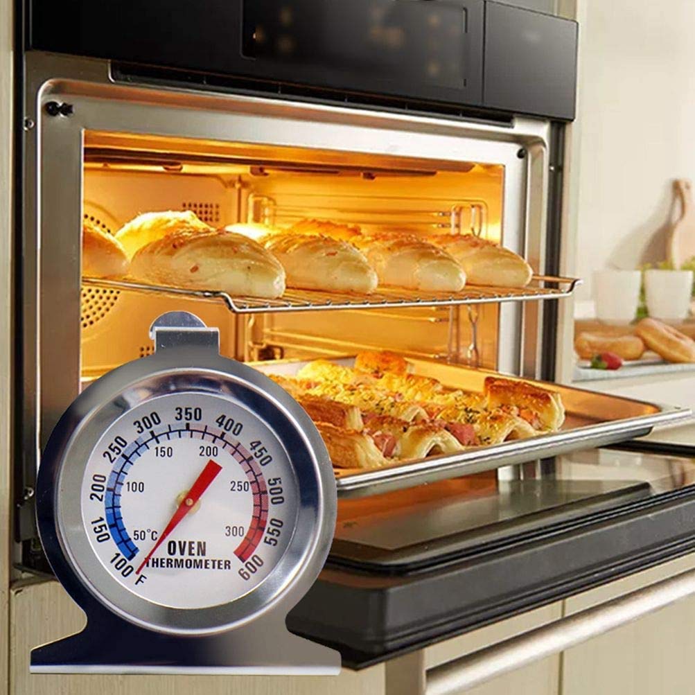 Oven Thermometer Oven Grill Fry Chef Smoker Thermometer Instant Read Stainless Steel Thermometer Kitchen Cooking Thermometer with Hook and Panel Base Hang For Kitchen Home Cooking Baking BBQ (2 Pack)