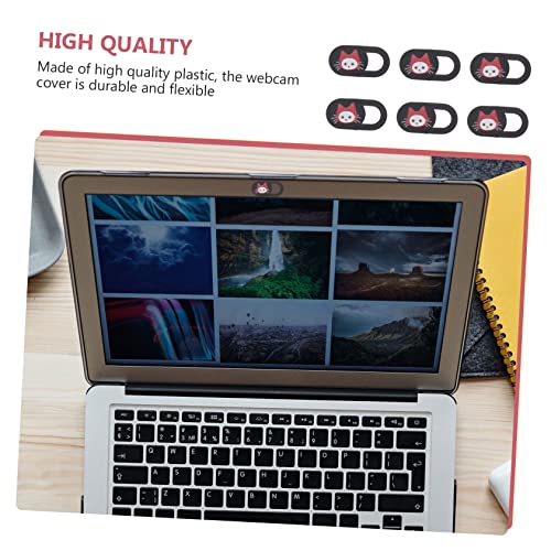 SOLUSTRE Desktop Camera 6pcs Laptop Tablet Cartoon Pattern for Ultra Webcam Shield Lid Thin Cover Blocker Black Cute Cell Privacy Camera Slider Sticker Anti- Cat Web Peeping Anti Sliding Slide