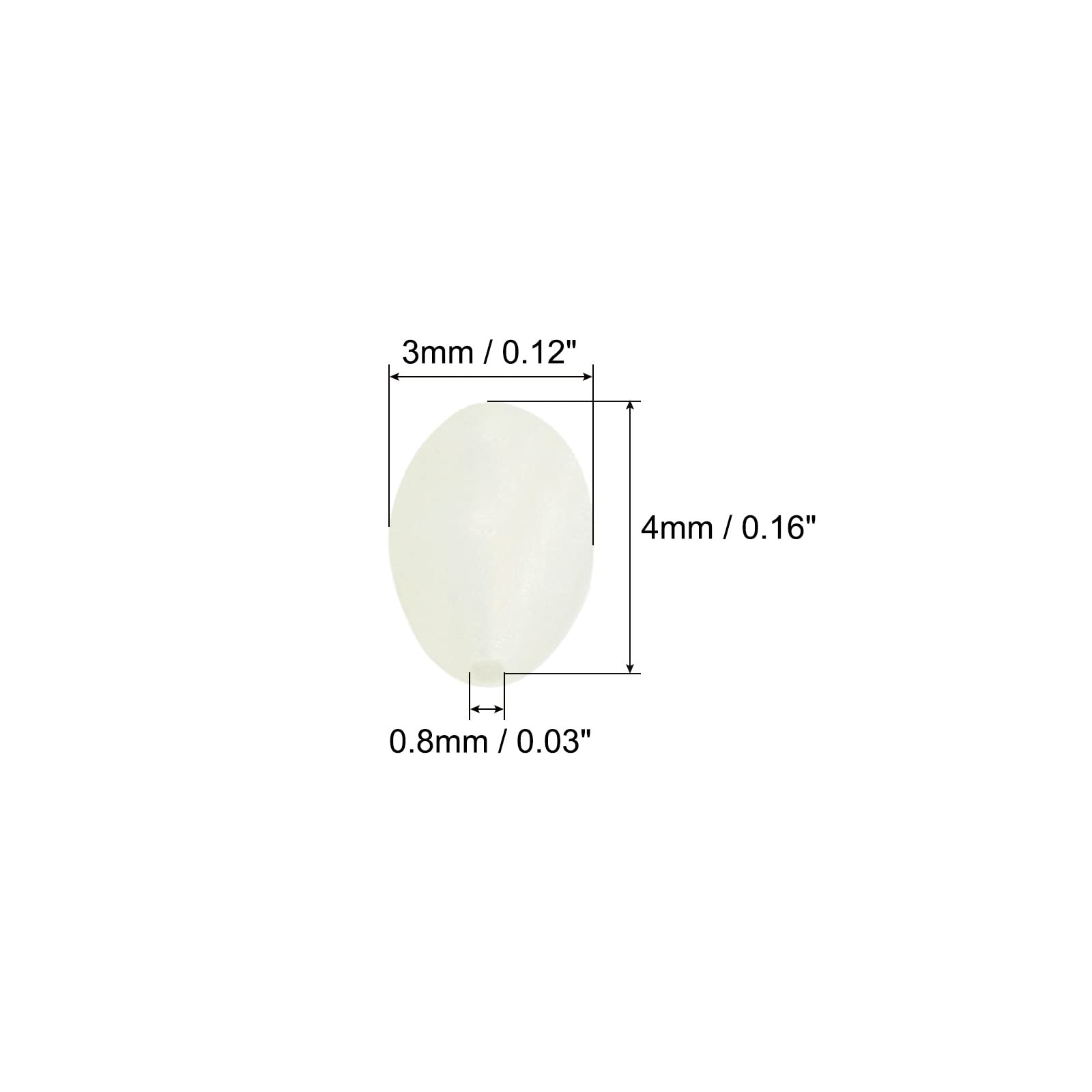 PATIKIL 8x6mm Luminous Fishing Beads, 200 Pieces Plastic Glow Fishing Bait Eggs Rig Bead Tackle Tool Oval, White