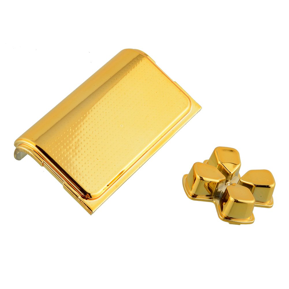 Jadebones Chrome Plating Replacement Repair Buttons with 2 Springs Set for PS4 Controller DualShock 4 (Gold)