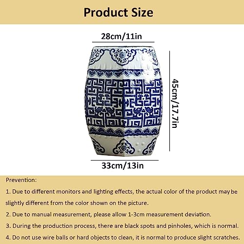 JADESA Decorative Ceramic Garden Stool, Glazed Hollow Celadon Shoe-Changing Stool Drum Stool, Suitable for Outdoor Garden, Living Room, Terrace, Etc.