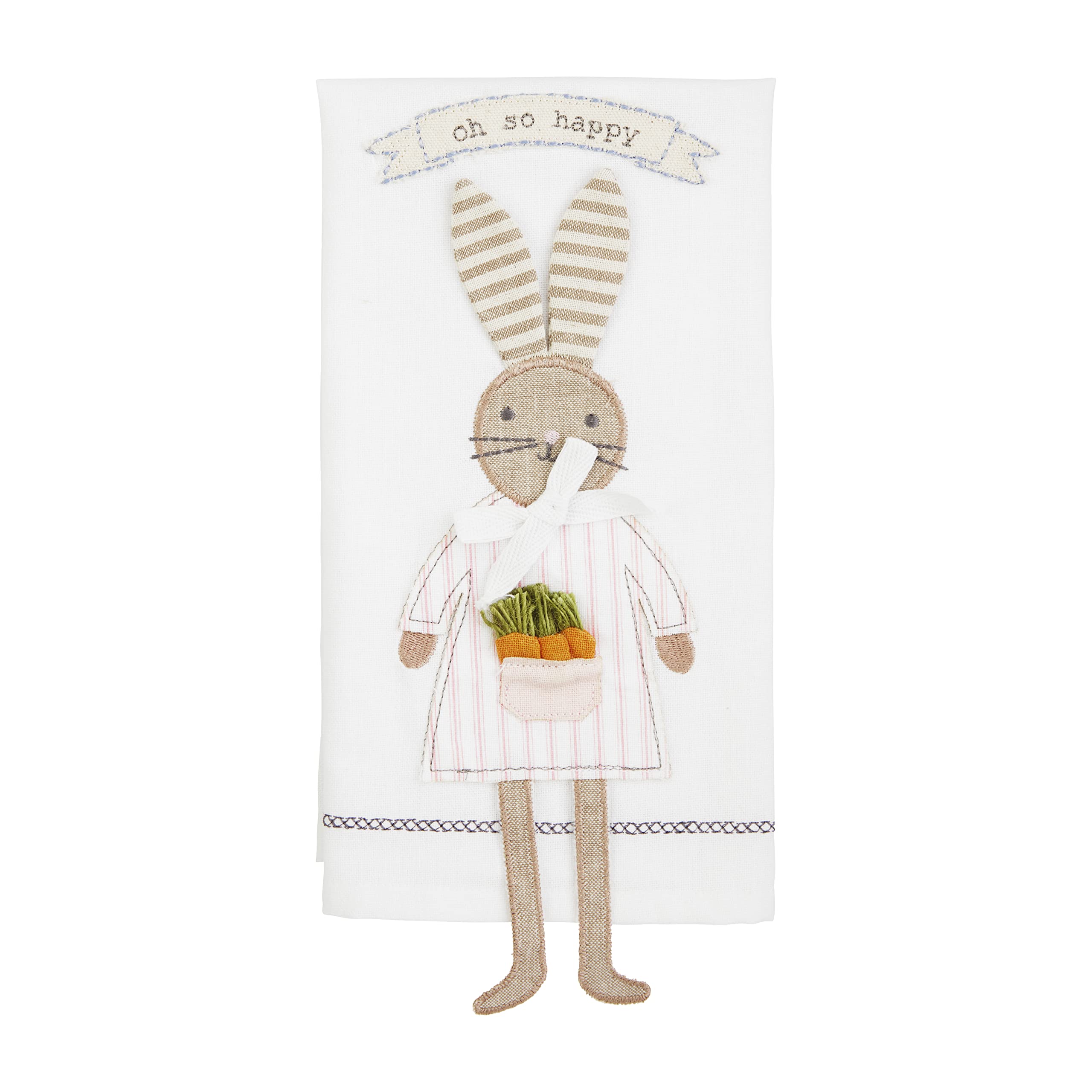 Mud Pie Easter Bunny Dangle Leg Towel, Pink Bunny, 21" x 14"