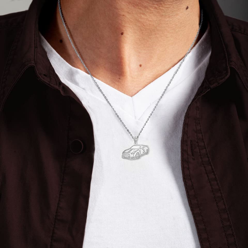 Personalized Name .925 Sterling Silver Race Car Charm Pendant Sport Racing Travel Transportation