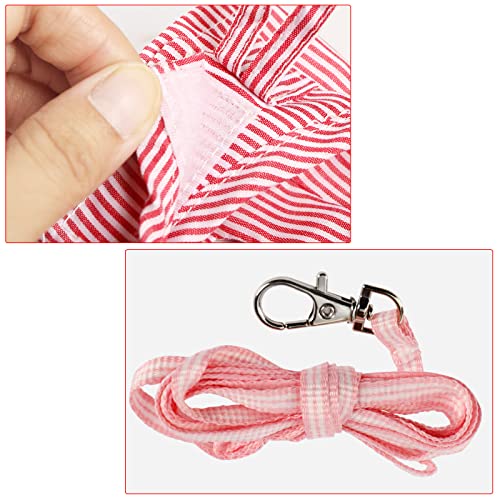 Small Pet Harness with Leash Outdoor Walking Comfort Adjustable Stripe Vest Lead Rope for Guinea Pig Hamster Ferret Baby Hedgehog Dutch Pig Red S Size