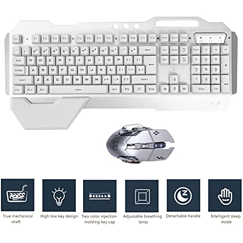 SOLUSTRE Rechargeable Keyboard and Wired Gaming Keyboard and Mouse Combo RGB Backlit Gaming Set Led Rainbow Backlit Keyboard Mouse Combo 2.