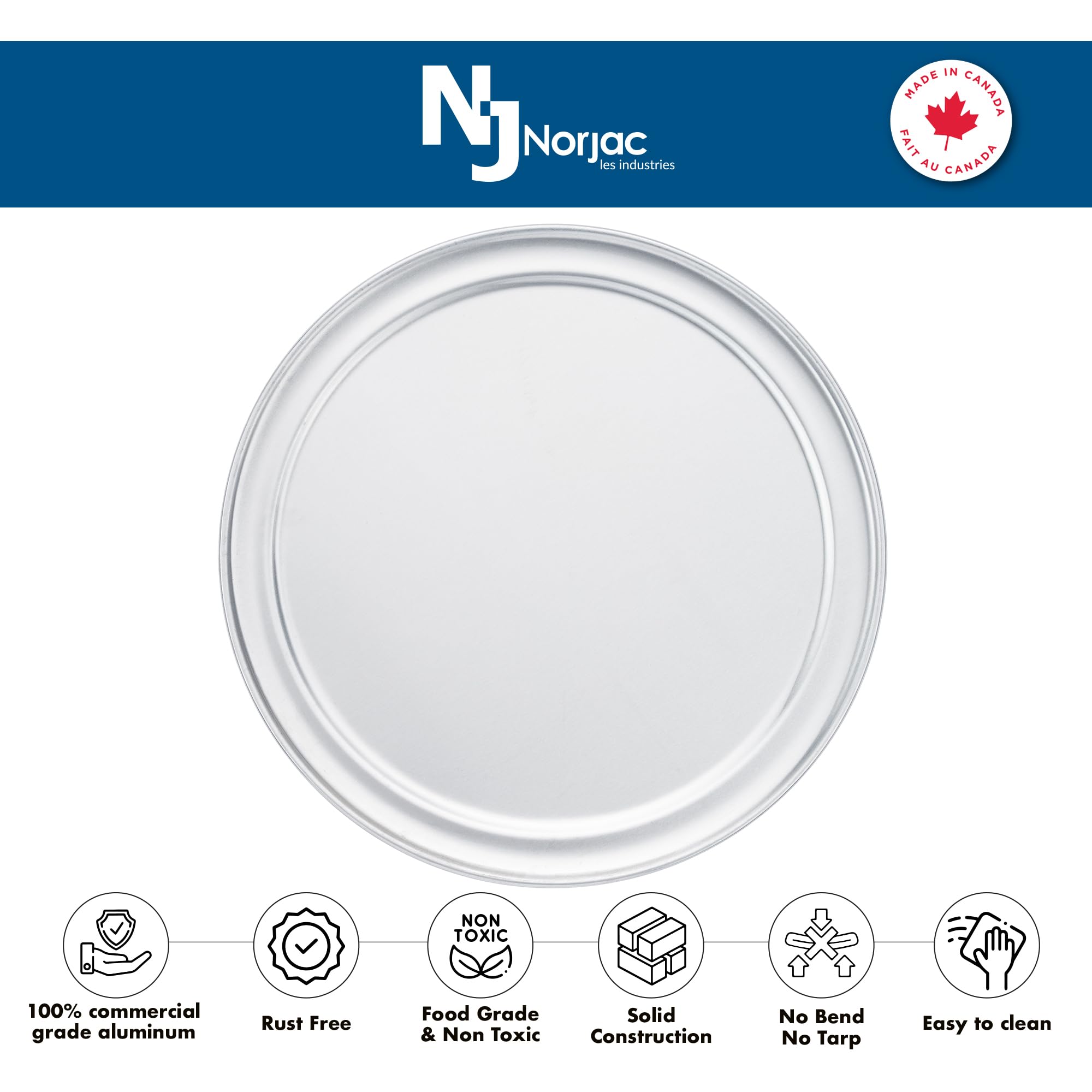 Norjac Wide-Rim Pizza Pan, 10 Inch, 6 Pack, Restaurant-Grade, 100% Solid Aluminum, Baking Pan, Oven-Safe, Rust-Free.