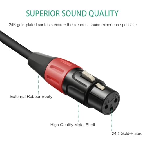 JOMLEY Mini XLR to XLR Cable,XLR Female to Mini XLR Male Microphone Audio Cable for Blackmagic Pocket 4K Camera Video Assist 4K - 1ft