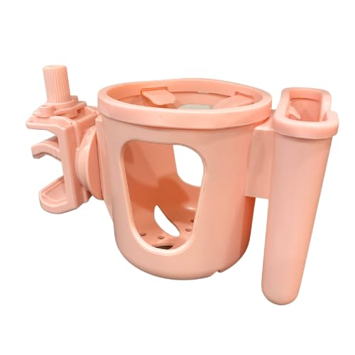Stroller Cup & Phone Holder/ Universal 2-in-1 Cup Holder for Bike, Wheelchair, Walker, Beach Umbrella and More!(Pink) STC2IN1