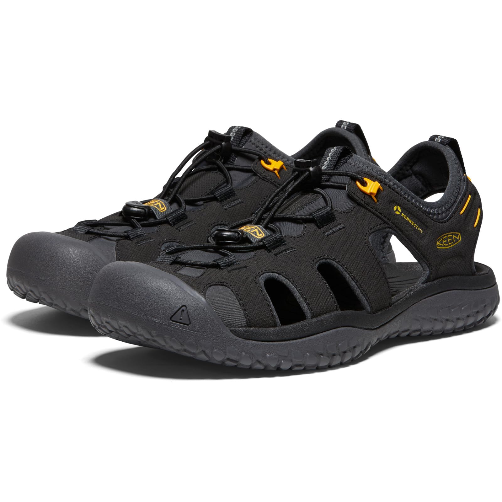 KEEN Men's SOLR High Performance Sport Closed Toe Water Water Shoe, Black/Gold, 9 US