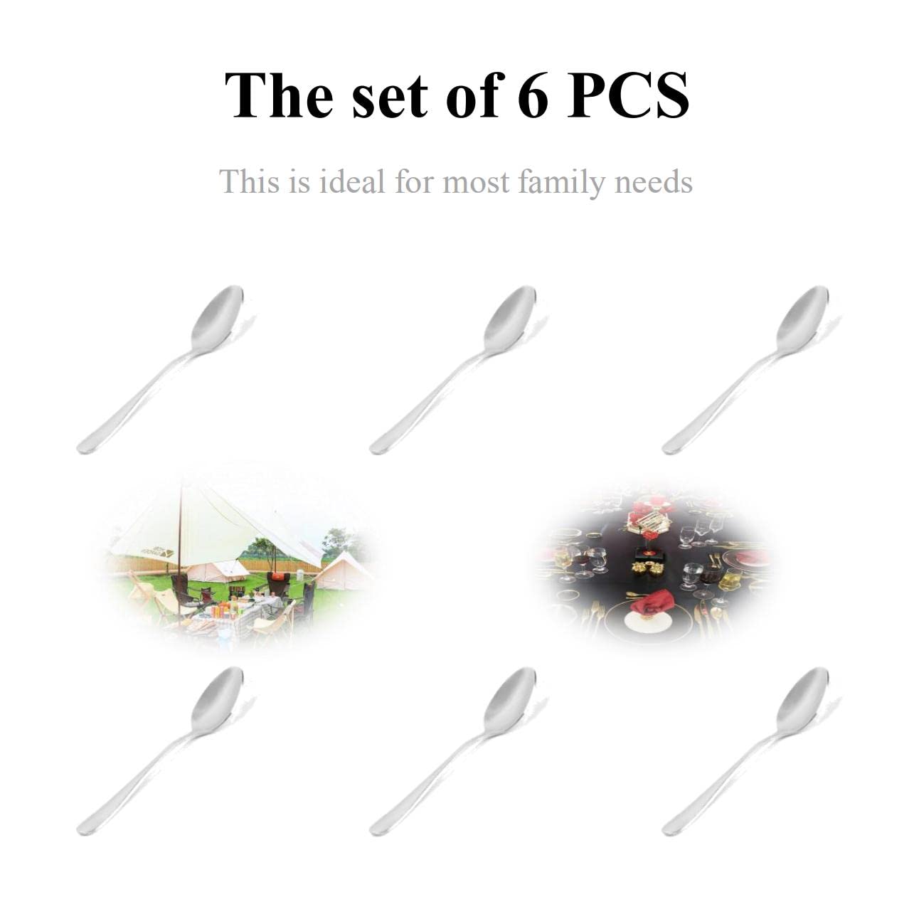 Mini Dessert Spoons Set of 6 PCS,Food Grade Stainless Steel,5.43 Inches,Rust Resistant,Sturdy and Durable,Mirror Polish,Silver,Dishwasher Safe.