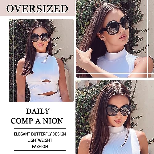 Joopin Oversized Sunglasses Womens Trendy, Polarized Big Black Sun Glasses for Woman UV Protection, Retro Ladies Large Square Shades Sunnies