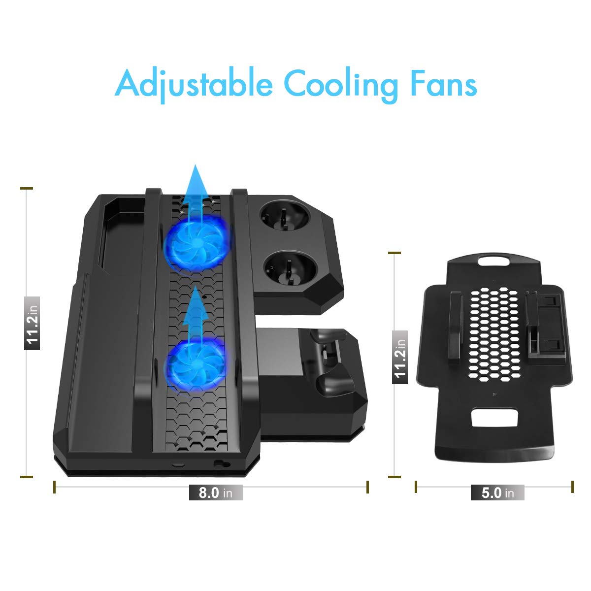Kootek Charging Stand with Cooling Fan for Playstation VR Move Motion Controllers, Fit for PS4 Slim / PRO / Regular PS4 Console with DualShock 4 Wireless Controller EXT Port Charger ( CUH-ZVR2 & 1 )