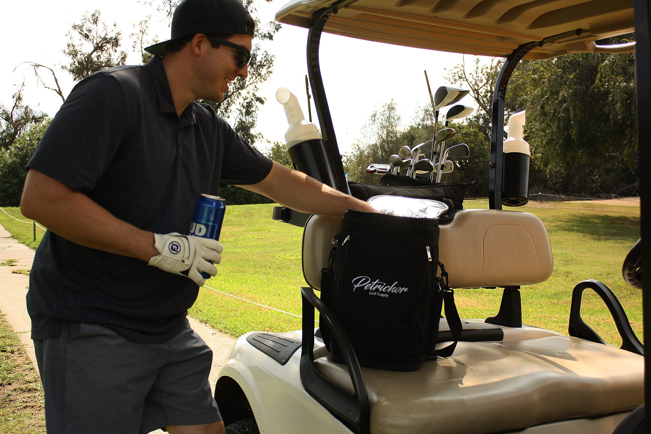 PETRICHOR - XL Insulated Stand-Up Golf Cooler Bag - Lightweight Cart Caddy - Capacity 18-22 Cans or Bottles