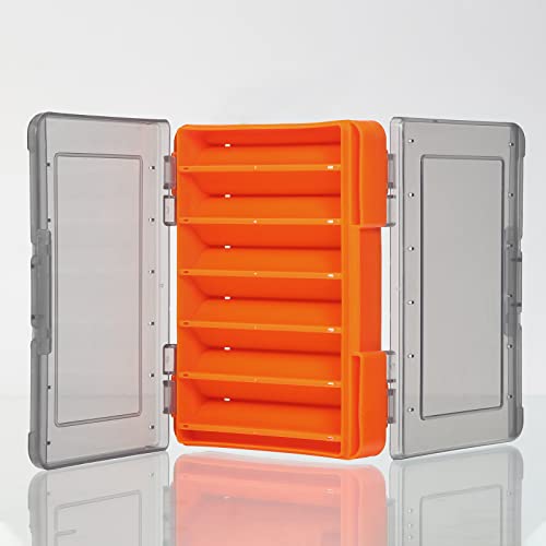 PATIKIL Two-Sided Plastic Box Fishing Lure Storage Container, 2 Pack 12 Grids Fish Tackle Organizer, Gray
