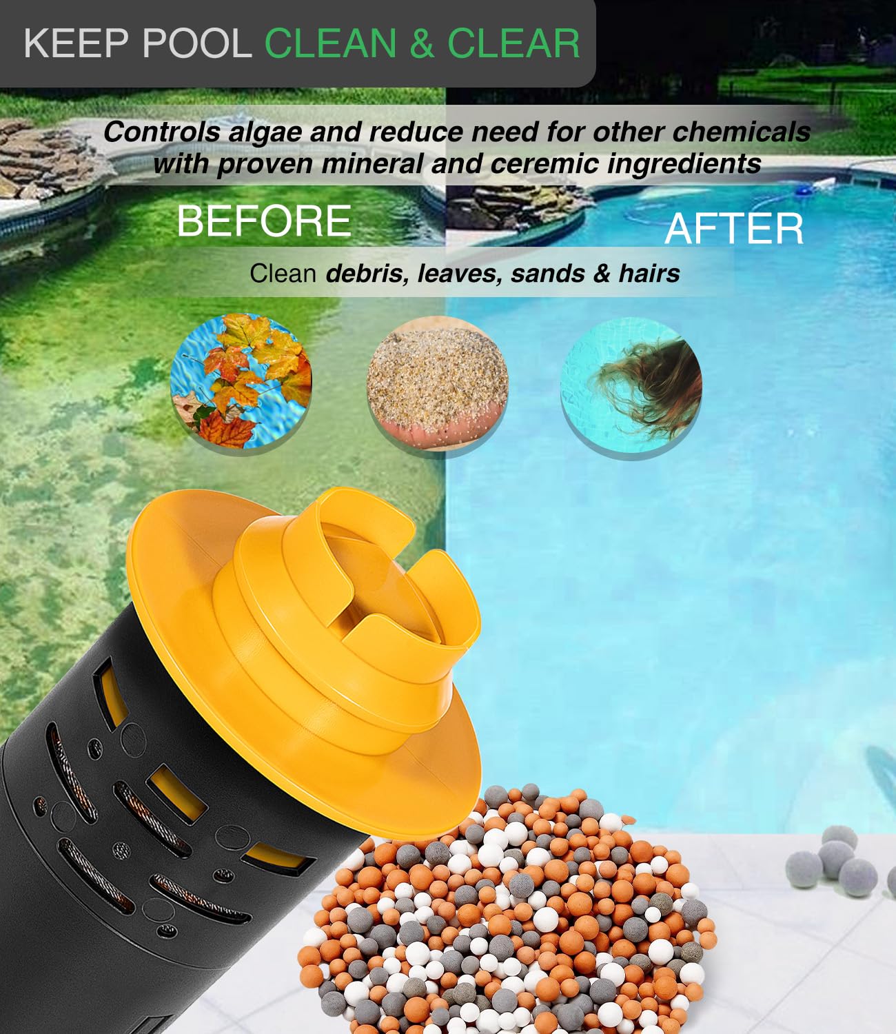 Replacement for Nature2 Duoclear 25 Mineral Cartridge W28000 for All Zodiac DuoClear Fusion Soft Vision Pro Above Ground Ingroud Pool Sanitizers, for up to 35,000 Gallons Pool, W26000, 50001800