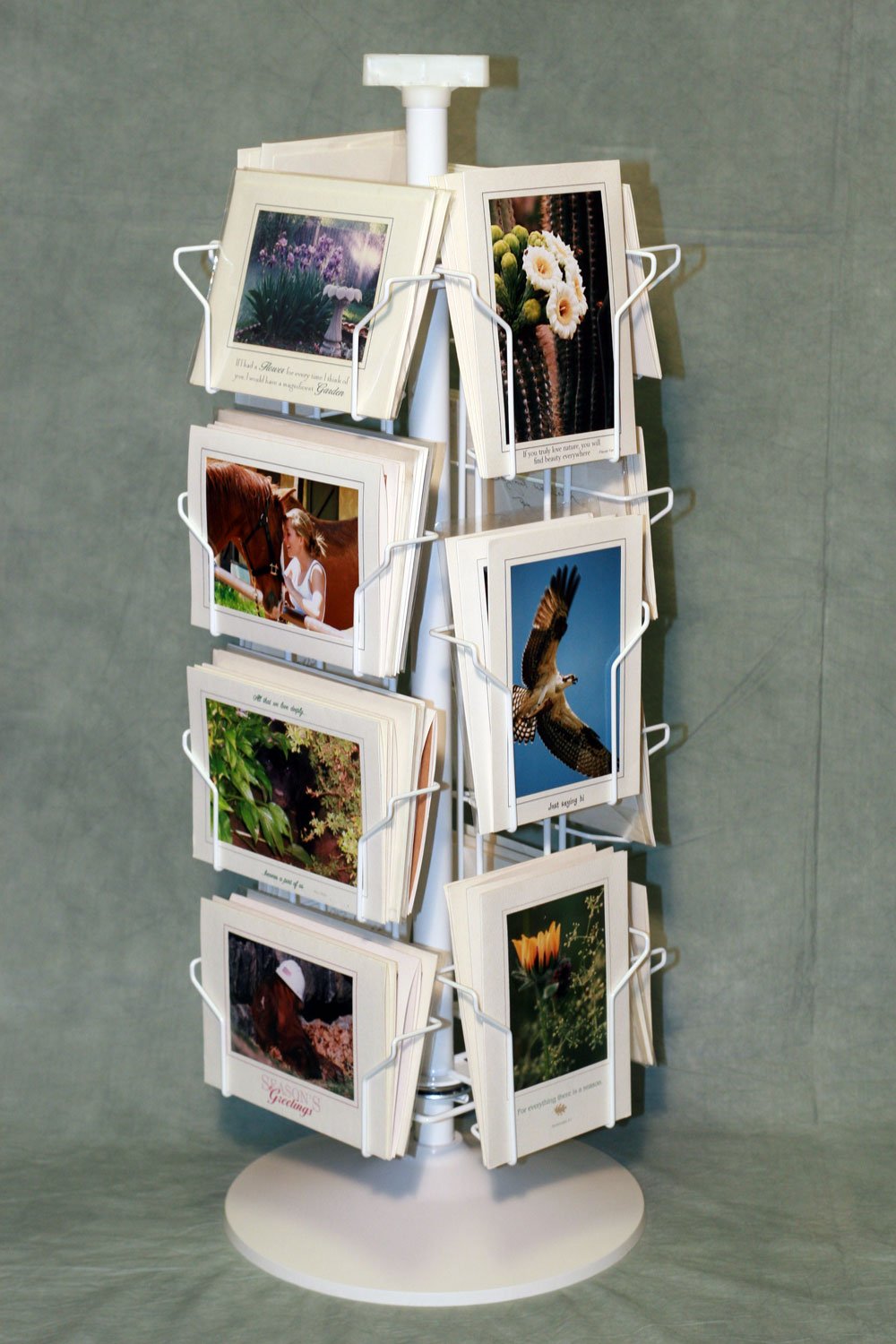 Photographer's Edge, Greeting Card Organizer, Counter Top Spinner Rack, Horizontal & Vertical Pockets for 5" x 7" Cards - White
