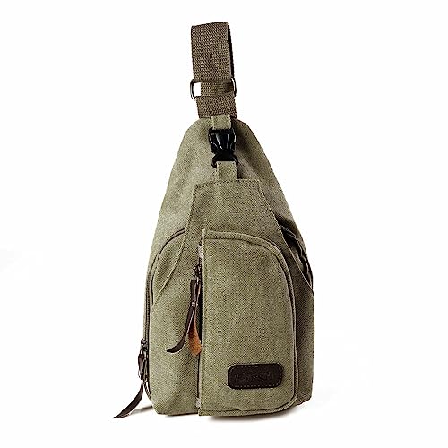 Men Women Sling Bag Chest Fanny Packs Cross Body Travel Sports Shoulder Backpack (Military Green)