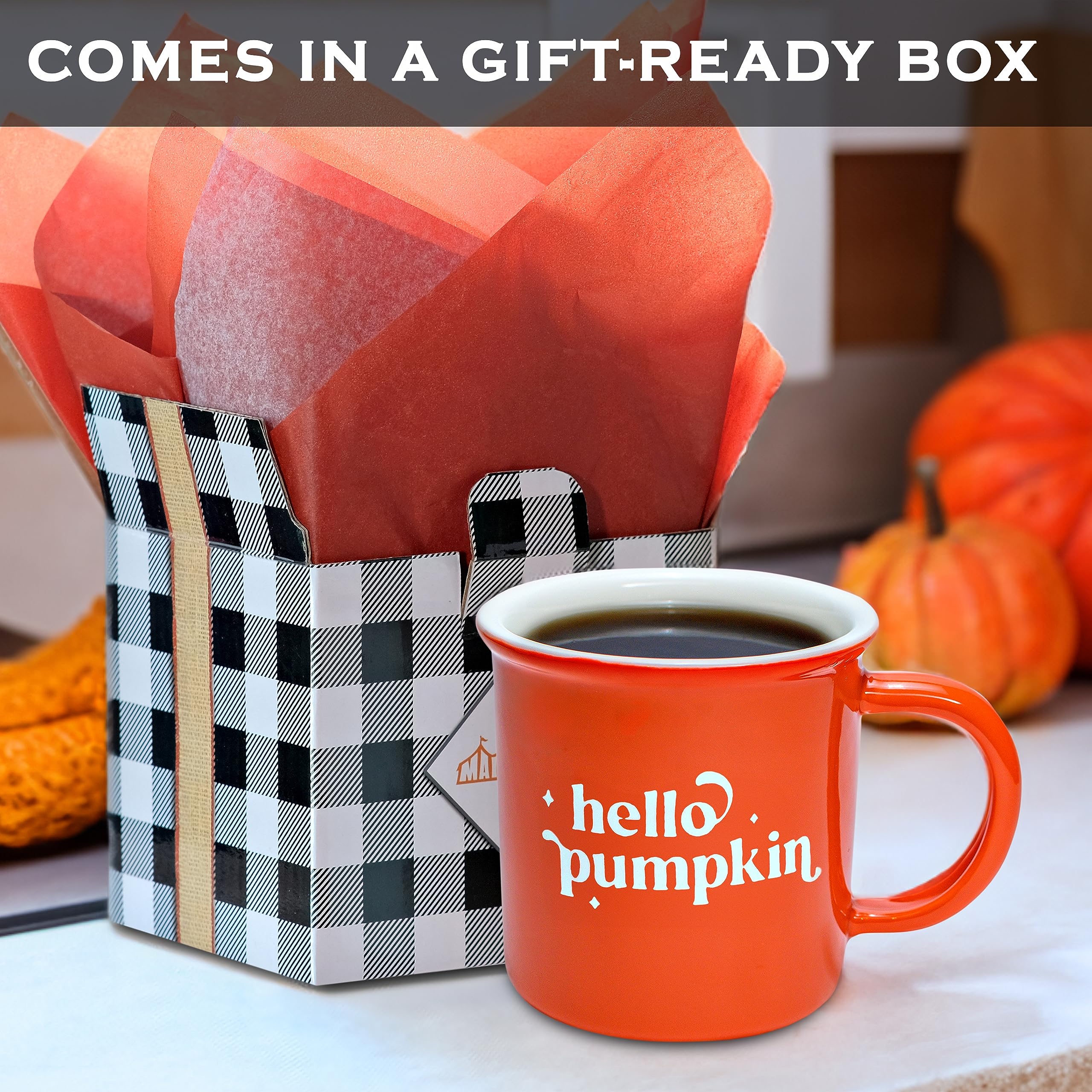MAINEVENT Hello Pumpkin Fall Mugs 11 Ounce, Hello Pumpkin Coffee Mugs Fall, Hello Pumpkin Fall Coffee Mugs, Hello Pumpkin Holiday Mugs, Orange