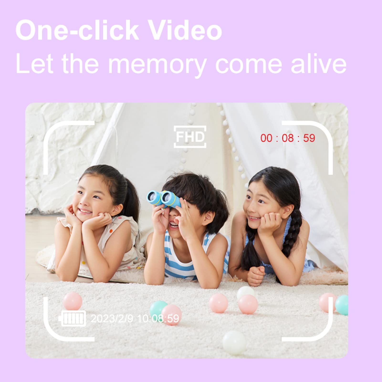 mewmewcat Digital camera1080P Mini Cartoon Digital Camera Digital Video Camera for Dual Lens 2.0 Inch IPS Screen Built-in Battery Cute Photo Frames Interesting Games with N