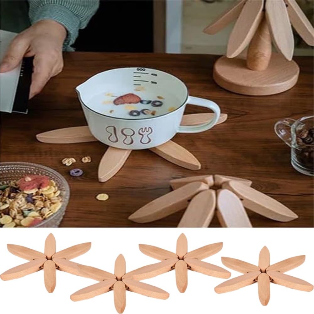 Wooden Tree Coasters,Tree Coasters Set of 4,Wooden trivets for hot Dishes,Wooden Coaster Tree ,Wooden Trivet Tree ,for Hot Dishes, Pot, Bowl, Coffee, Teapot (Wood-4)