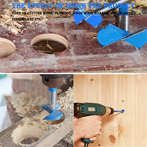 Utoolmart Forstner Drill Bits, 30mm/1.12 Inch Cemented Carbide Wood Cutter Tool, Round Shank Woodworking Hole Saw Cutter, Length: 125mm (Blue)