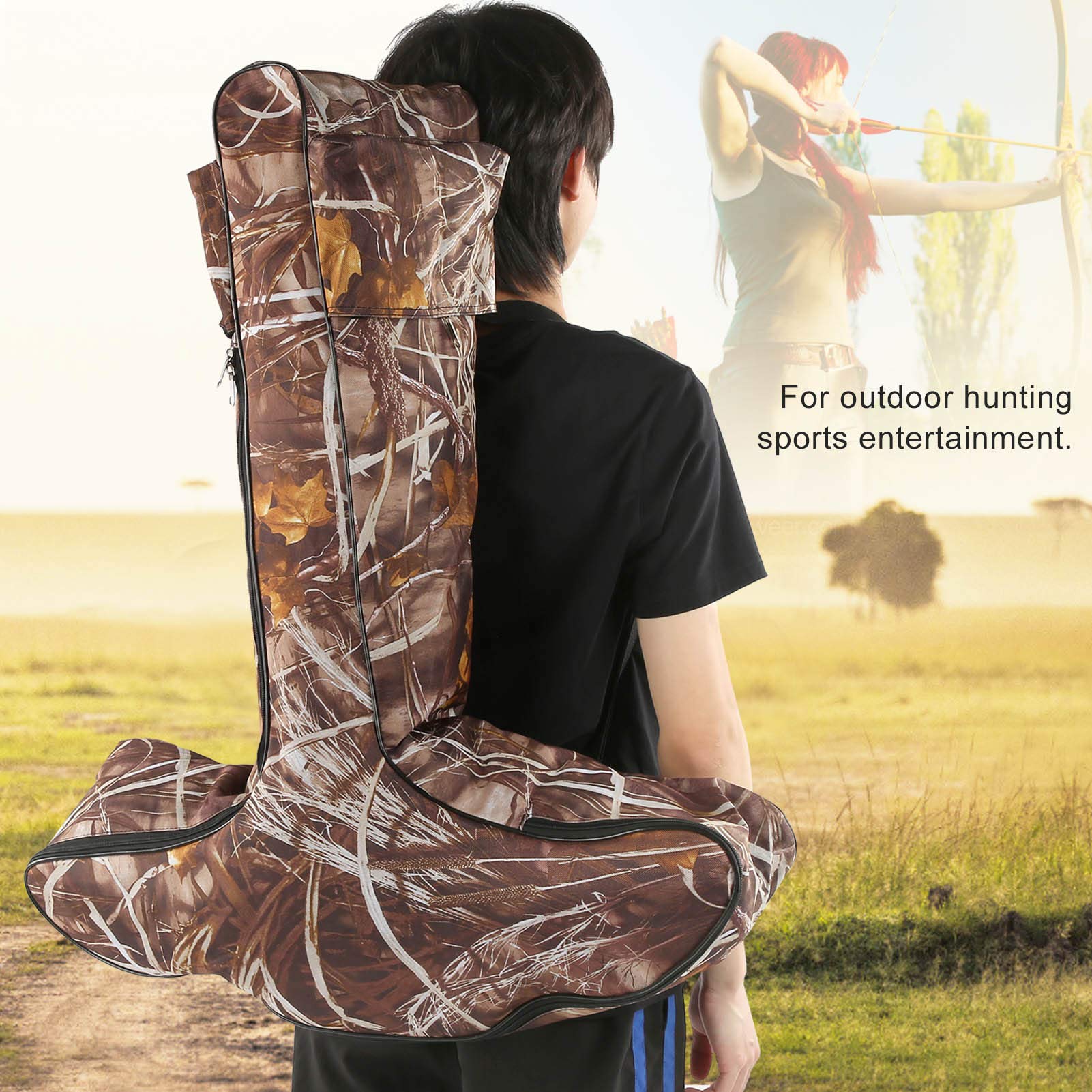 Keenso Compound Bow Case, T-Type Archery Bow Case Cross bow Protective Bag Arrow Canvas Storage Bag