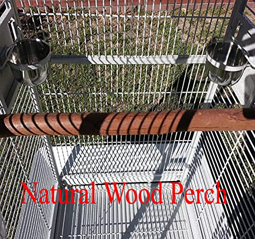 Large Elegance Wrought Iron Bird Parrot Stand Perch Cage Double Ladders Open/Close Play Top, Include Seed Guard (30.5" x 29.5" x 65"H, Black Vein)