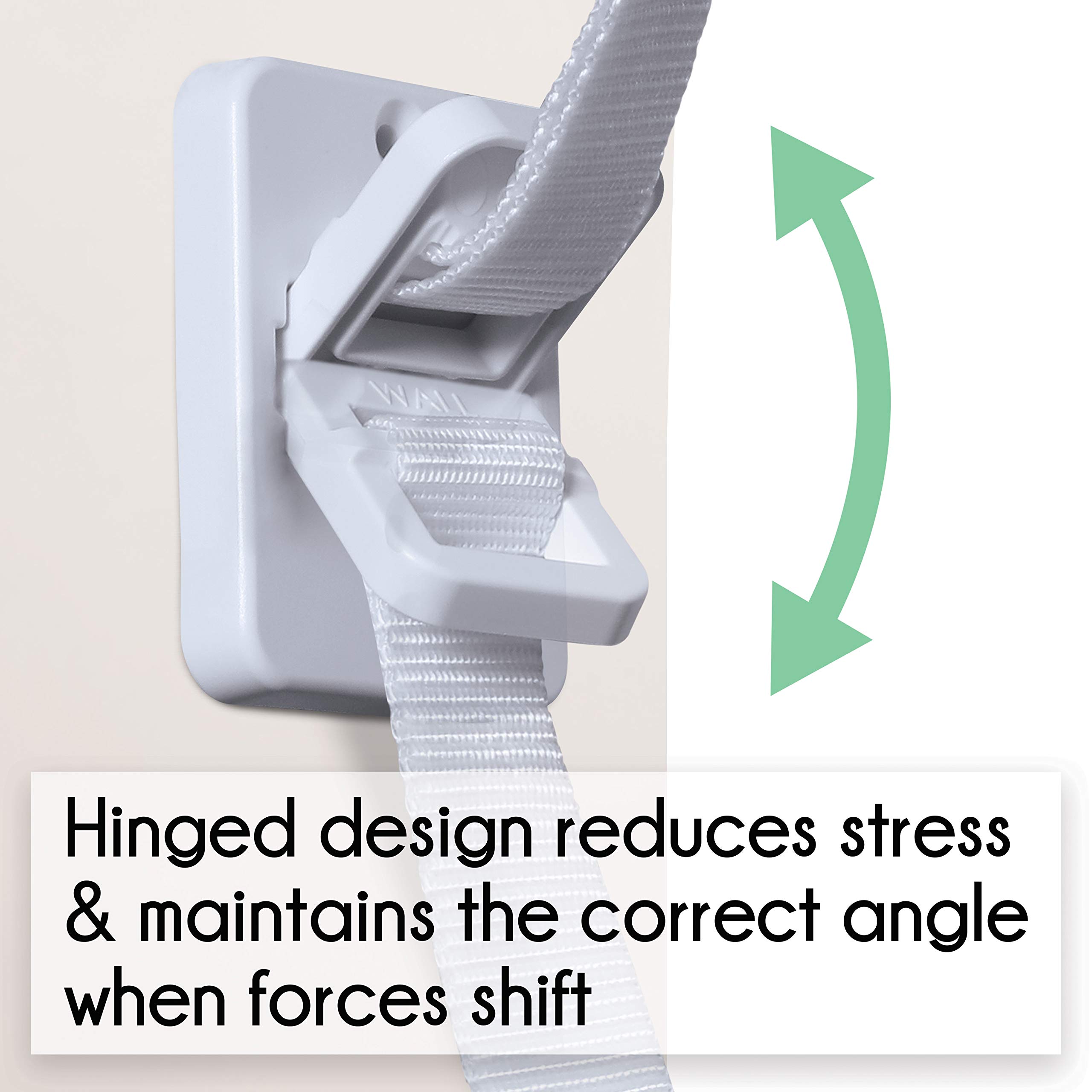 Little Chicks Anti-Tip Hinged Furniture Baby Safety Wall Anchors, Adjustable Strap & Maximum Strength Security - 2 Pack - Model CK035
