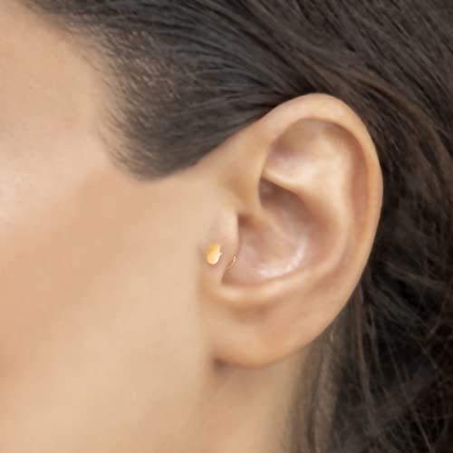 Piano Jewelry 14K Solid Gold Hand for Evil Eye Stud Piercing, Womens Gold Piercing, Gold Evil Eye Studs, Minimalist Tragus Piercing, Dainty Evil Eye Piercing