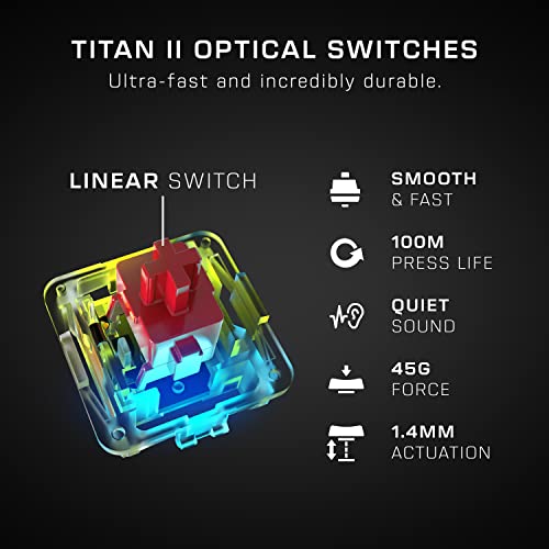 ROCCAT Vulcan II Max β Optical-Mechanical PC Gaming Keyboard with Customizable RGB Illuminated Keys and Palm Rest, Titan II Smooth Linear Switches, Aluminum Plate, 100M Keystroke Durability β White