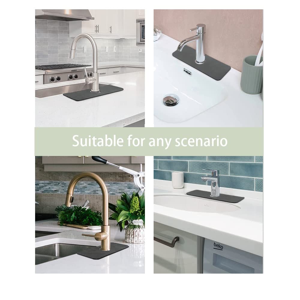 One Billiono Splash Guard for Sink Faucet- Super Absorbent Fast Drying Mat Gadgets-Splash Behind Faucet Drip Catcher Kitchen, Bathroom,Sink Mat, Dish Sponge Holder, Blue, 5.5*14.9IN