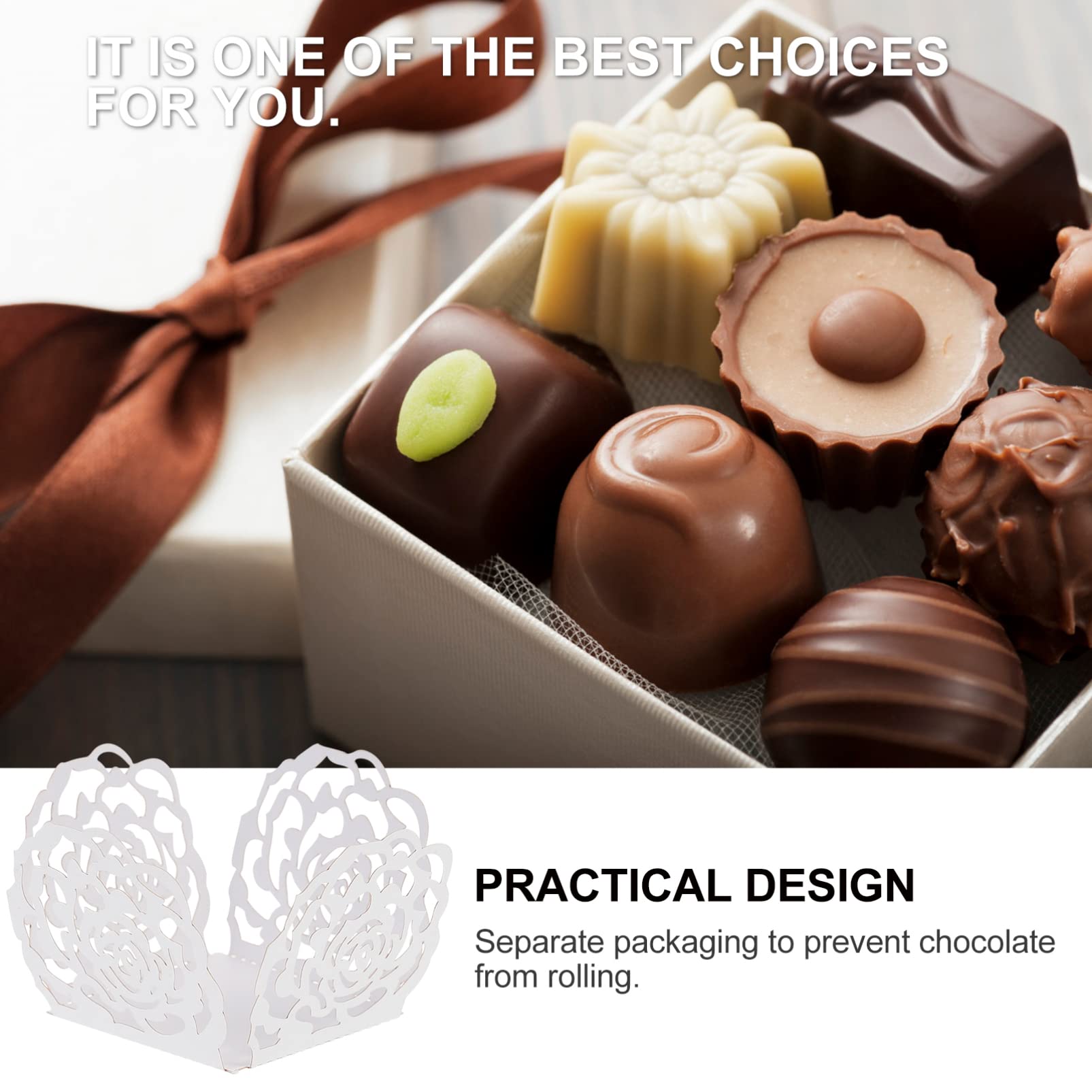 NUOBESTY 50pcs Chocolate Paper Candy Cups Baking Cups Truffle Wrappers Liners Cups Small Flared Paper Baking Cups Perfect for Muffins, Cupcakes or Mini Snacks