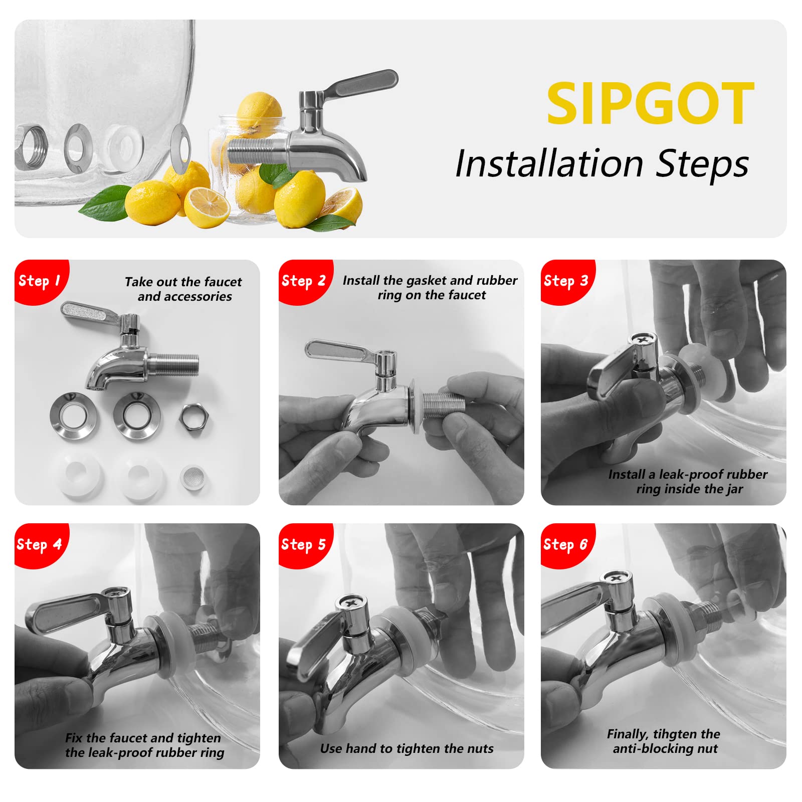 Replacement Spigot for Beverage Dispenser, Stainless Steel Spigot for Drink Dispenser, Water Dispenser Faucet, Food Grade, with Anti-Clogging Cap (1PACK)