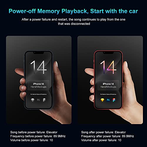 LUPATDY Bluetooth 5.3 FM Transmitter Car Adapter with Dual Mics and Noise Cancellation, 7Colors Light, HiFi Bass Sound, QC &PD Fast Charging AUX Car Bluetooth Wireless Stereo Audio