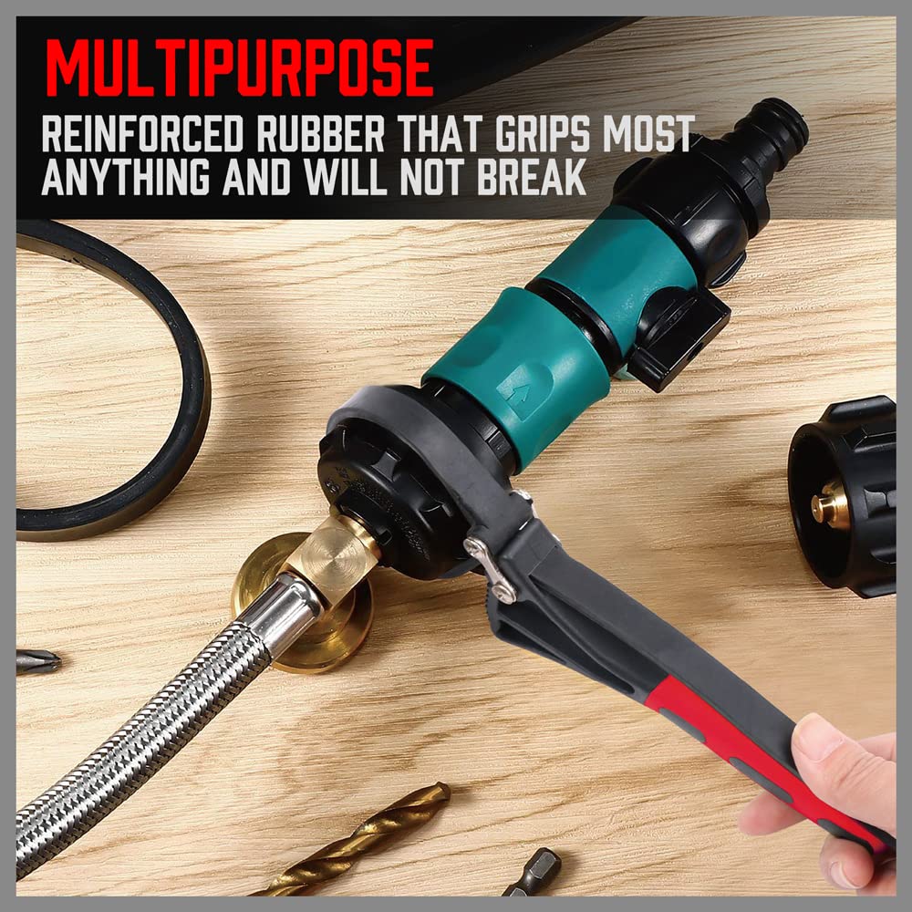 Rubber Strap Adjustable Wrench Set - 2-Piece Oil Filter Pipe Jar Opener 4"-6-3/8" Strong Grip Plumbers Universal Spanner Drain Sewer Cap Sink Pliers Nut Shower Head Valve Removal