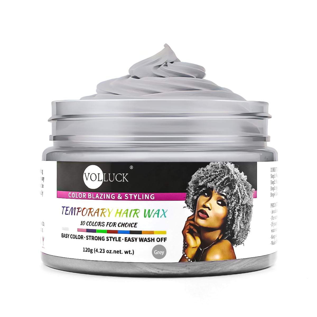 VOLLUCK Temporary Hair Color Wax, Sliver Gray HairWax Color Natural Hair Dye Hair Styling Clays Ash for Halloween,Christmas, Cosplay, Party 4.23 oz (Sliver Gray)…