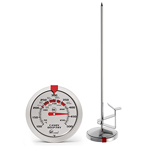 Oven Thermometers and Candy Thermometer with 8β Probe Waterproof dial, no Battery Required, Fast Instant Read Large 2.5" dial, β¦