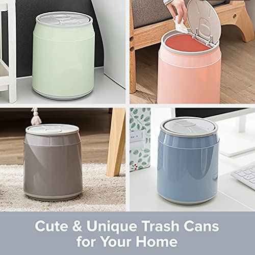 Soda Can Trash Bin - One Press Trash Can with Lid - Waterproof Plastic Garbage Can w/ Removable Top Cover - Kitchen Trash Can - Bathroom Wastebasket 9.8"x11.8" Large Trash Can - 13L/3.4Gal Capacity, Pink