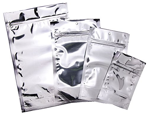 PackFreshUSA: Silver Metalized Stand Up Pouch Bags - Professional Flexible Packaging - Resealable - Seal-Top - Heat-Sealable - Hang Hole - Tear Notch - Small 4 x 6 x 2.5 in - 100 Pack