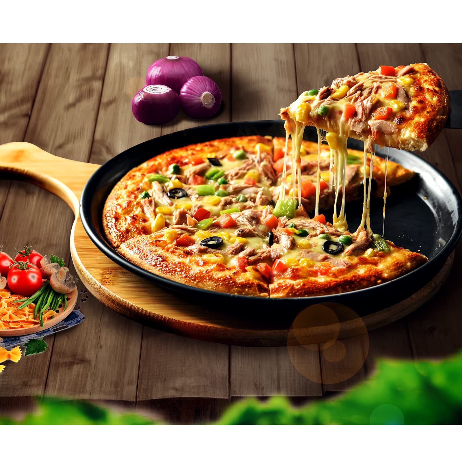 ODDIER 14inch Nonstick Pizza Pan,Carbon Steel Baking Oven Pizza Tray Pie Pans