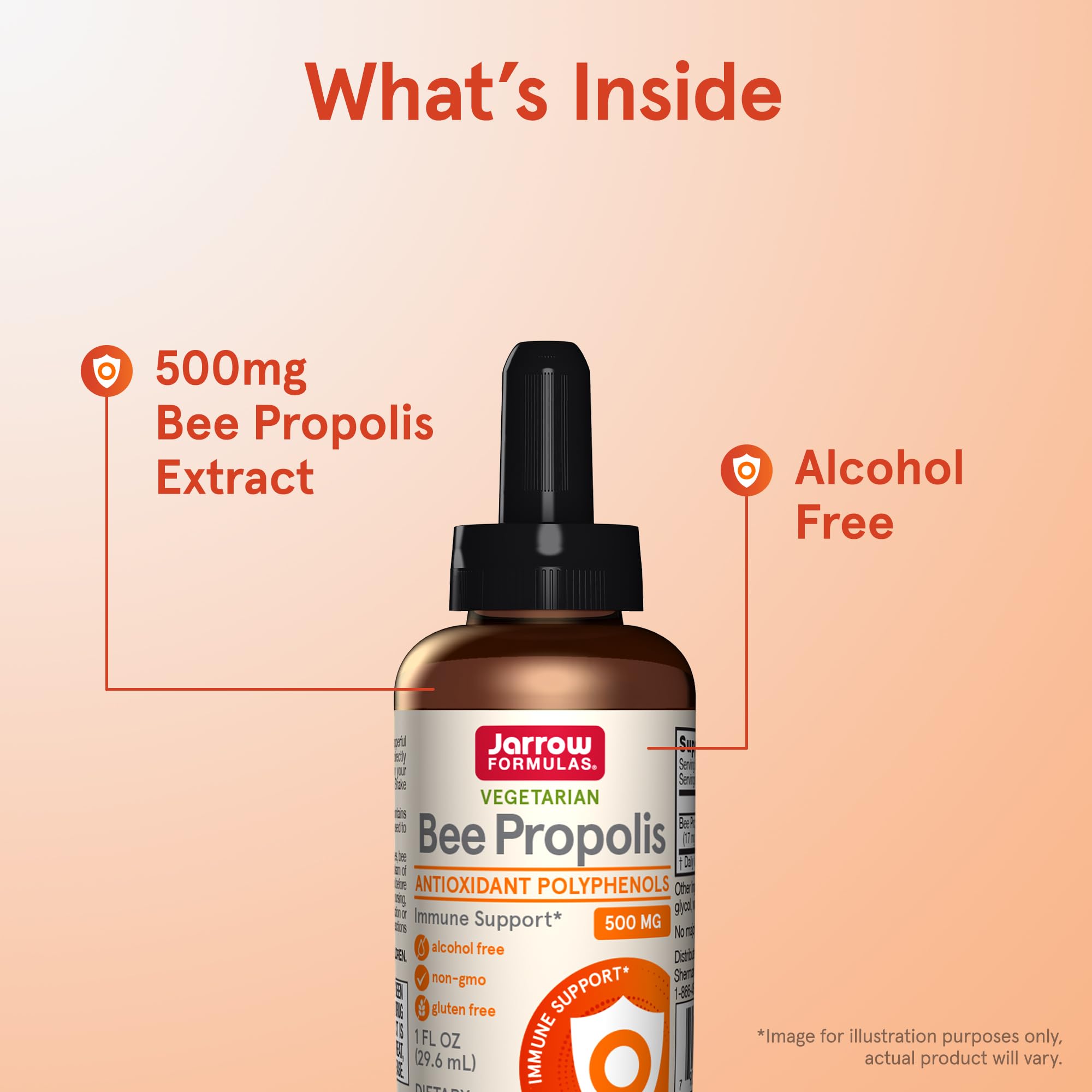 Jarrow Formulas Bee Propolis 500 mg - 1 fl oz - Alcohol-Free Liquid Extract - Immune Support Antioxidant Supplement - Immune Support - Approximately 30 Servings