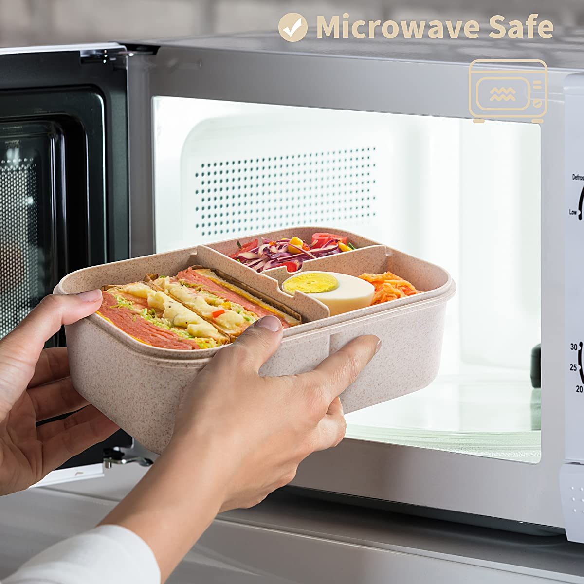 MISS BIG® Lunch Box,Bento Box,Bento Box for Adults,Bento Lunch Box for Adults,Leak Proof,No BPAs and No Chemical Dyes,Dishwasher and Microwave Safe Lunch Containers for Adults (White L)