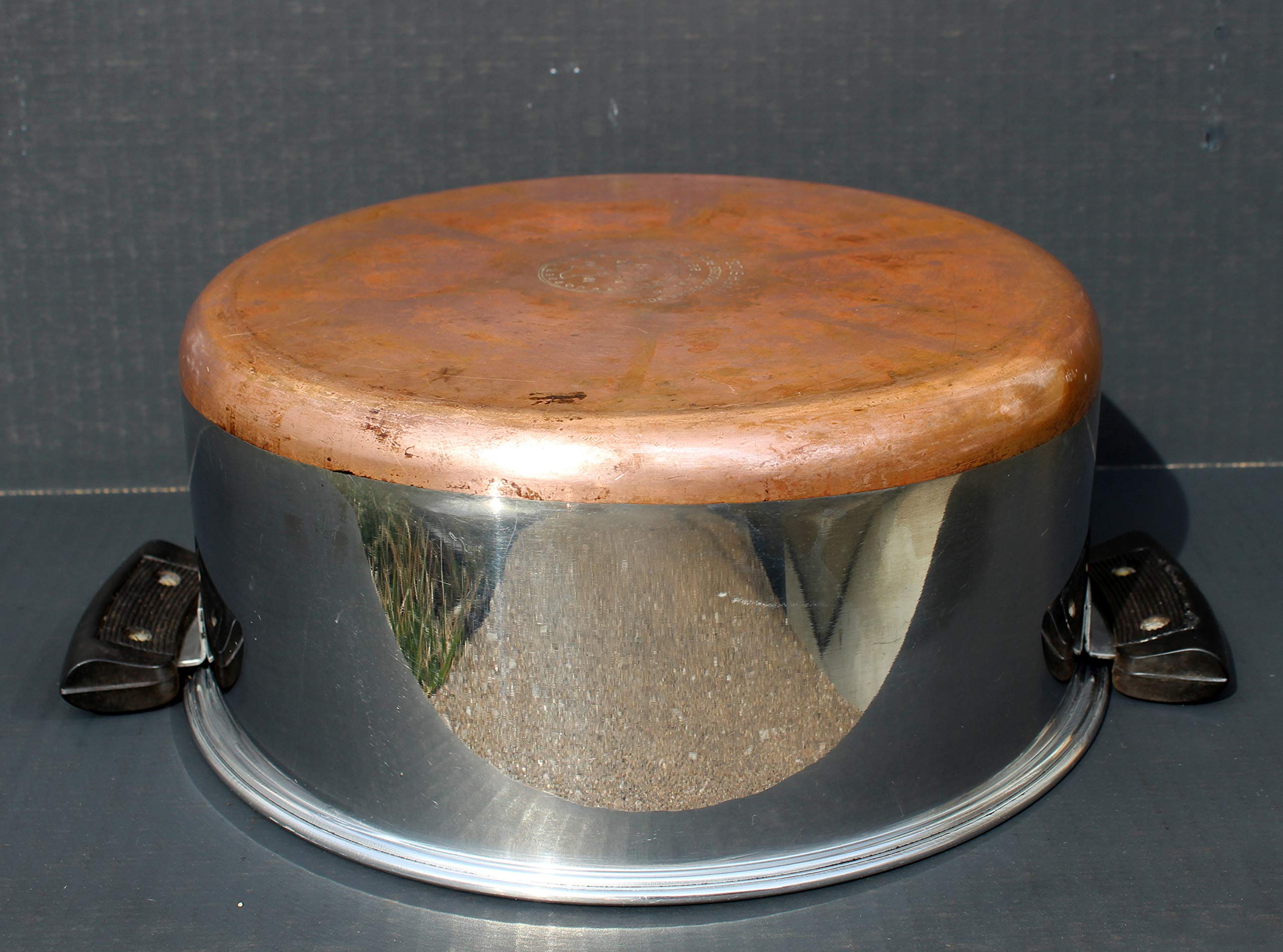 Revere Ware Pre-'68 Double Ring 6 Quart Stainless Steel Copper Bottom Stockpot with Dome Lid
