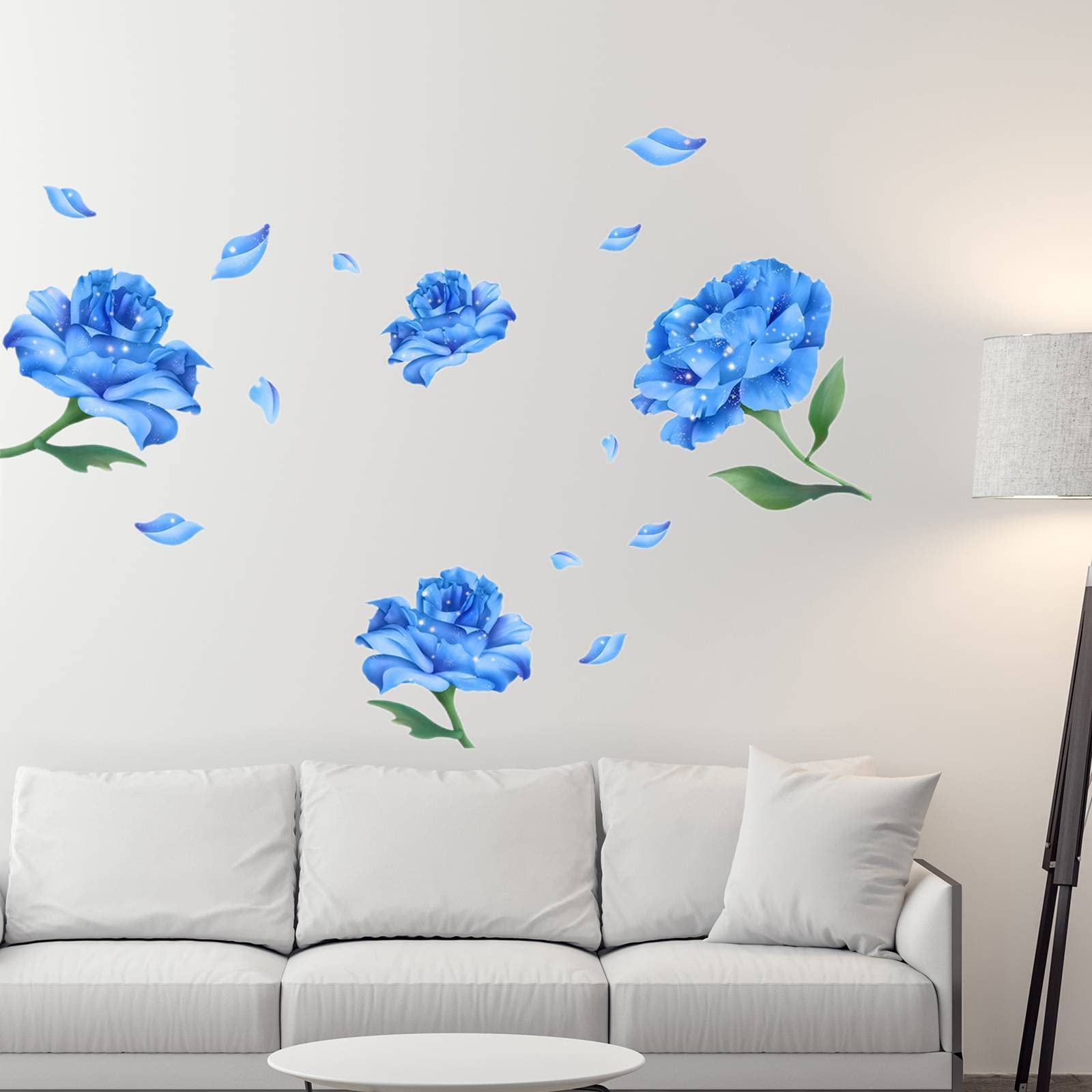 Pink Roses Flower Wall Decals Wall Stickers for Bedroom Wall Art Mural for Living Room Nursery Wall Decor