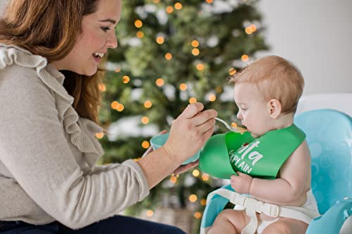 Little Holly Dear Santa Silicone Bib Set, Christmas Silicone Bibs with Food Catcher, Soft Adjustable Fit Toddler Bibs, Dishwasher Safe Baby Bibs, Feeding Accessory for New & Expecting Parents