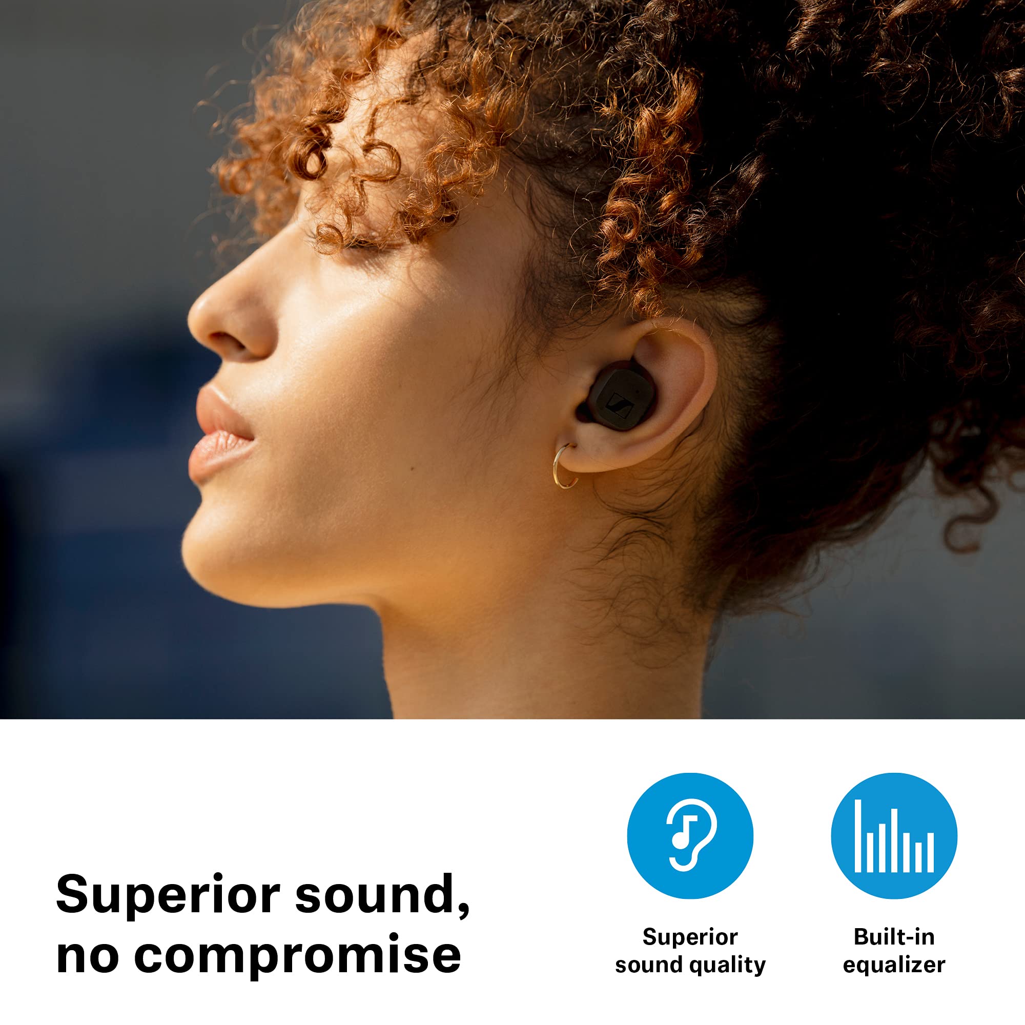 Sennheiser CX True Wireless Earbuds - Bluetooth in-Ear Headphones for Music and Calls with Passive Noise Cancellation, Customizable Touch Controls, and 27-Hour Battery Life, Black (Renewed)